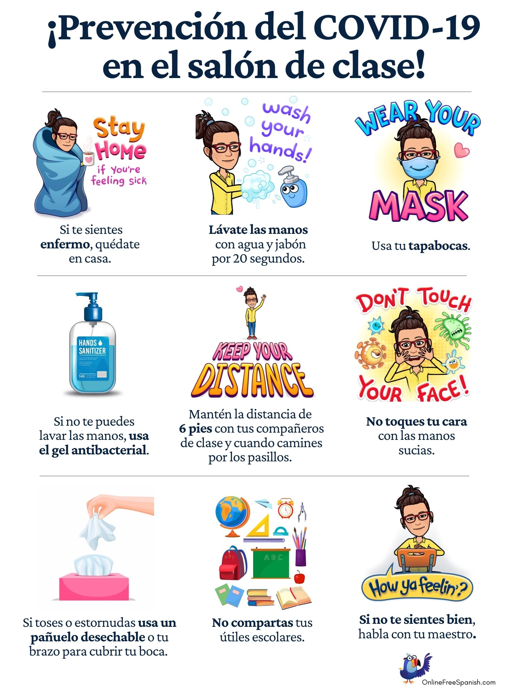 ¡Prevención del COVID-19 en el salón de clase! – onlinefreespanish